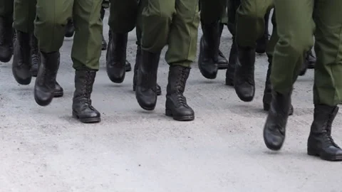 Military soldier boots march close up. M... | Stock Video | Pond5