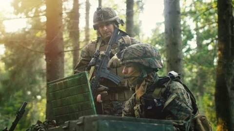 In the Military Staging Base Army Engine... | Stock Video | Pond5