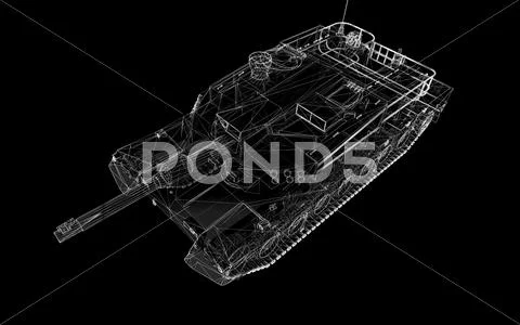 Military tank model, body structure, wire model: Graphic #43677509