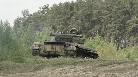 Military Tank In Movement On A Dirt Grou... | Stock Video | Pond5