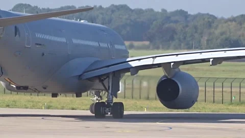 Military Tanker Airplane Turning left to... | Stock Video | Pond5