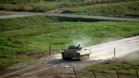 Military tracked tank all-terrain vehicl... | Stock Video | Pond5