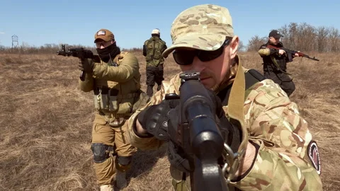 Military training. A group of soldiers w... | Stock Video | Pond5