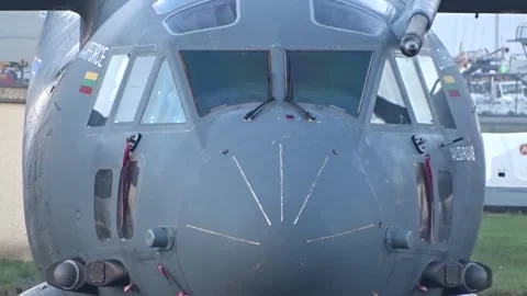 Military Transport Plane Head On Cockpit... | Stock Video | Pond5