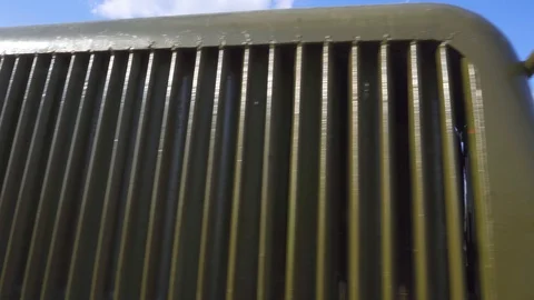 Military truck front. Radiator and headl... | Stock Video | Pond5