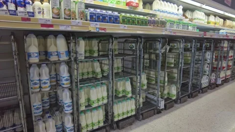 Milk Aisle Supermarket, Food Store, Shop... | Stock Video | Pond5