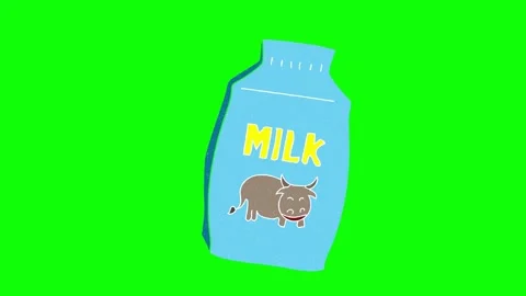 milk box hand drawn animation green scre... | Stock Video | Pond5