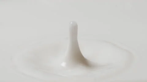 Milk drop is falling on milk surface cre... | Stock Video | Pond5