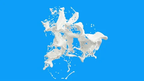 Milk Splash slow-motion with droplets on... | Stock Video | Pond5