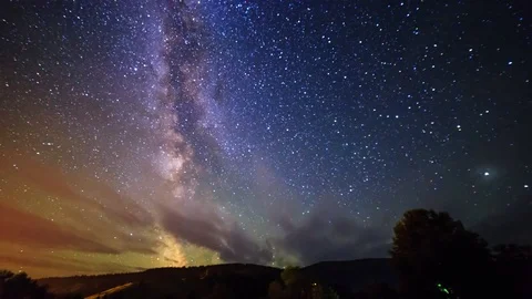 The Milky Way galaxy moving in night sky... | Stock Video | Pond5