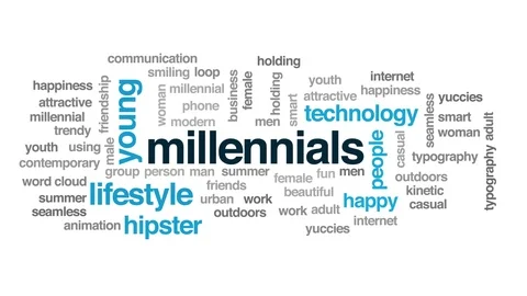 Millennials animated word cloud. Kinetic... | Stock Video | Pond5