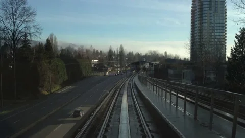 Millennium line Skytrain ride towards Br... | Stock Video | Pond5