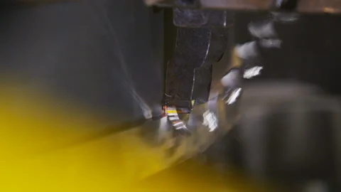 milling machine processes metal chips co... | Stock Video | Pond5