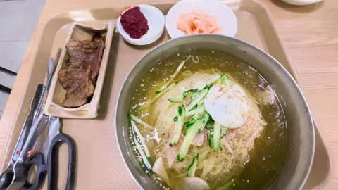 Milmyeon, famous Korean food in Busan | Stock Video | Pond5