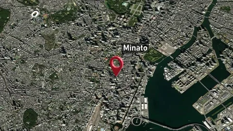 Minato City Map Zoom (Japan) from Space ... | Stock Video | Pond5