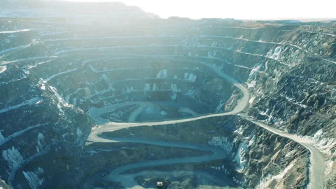 Mine pit with an excavator inside of it ... | Stock Video | Pond5