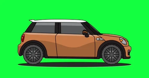 Mini Car Animation 2d , Mini Car 2d Gree... | Stock Video | Pond5