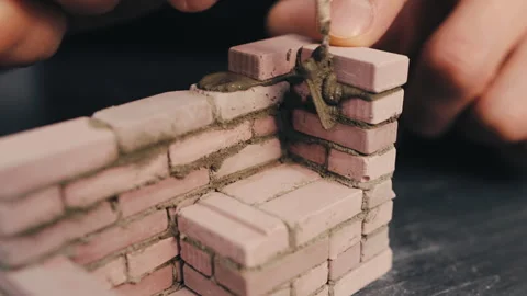 Miniature Brick House Construction with ... | Stock Video | Pond5