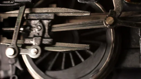 Miniature steam locomotive driving wheel... | Stock Video | Pond5