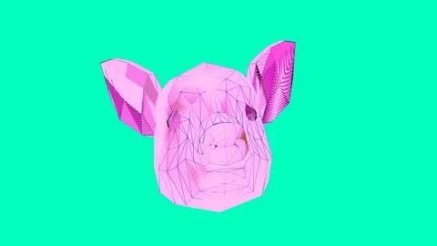 Minimal animation gif art. 3d piggy face | Stock Video | Pond5