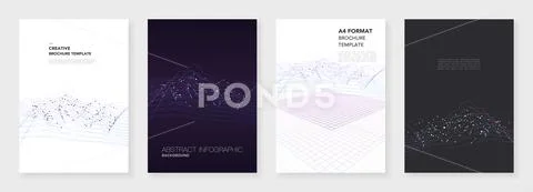 Minimal brochure templates. Big data visualization with lines and dots ...