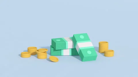 Minimal cartoon style cash appears 3D re... | Stock Video | Pond5