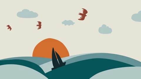 Minimal Mountain Land Space Illustration... | Stock Video | Pond5