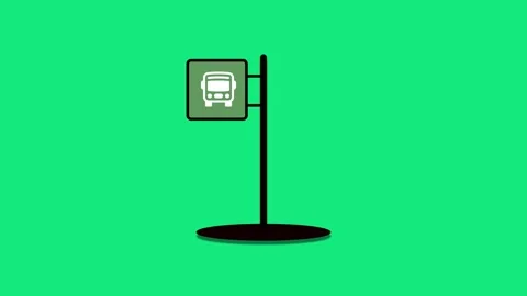 Minimalist bus stop sign with a bus icon... | Stock Video | Pond5