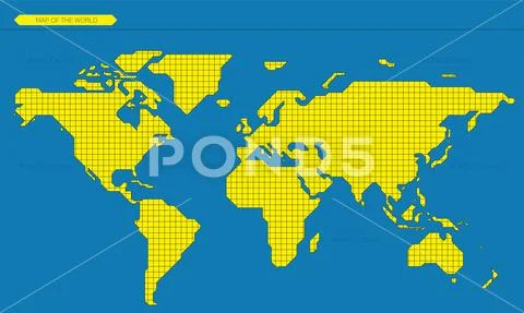 Minimalist straight line map of the world, vector background: Graphic ...