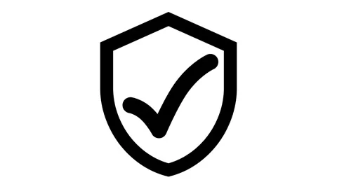 Minimalist tick mark inside a shield sym... | Stock Video | Pond5