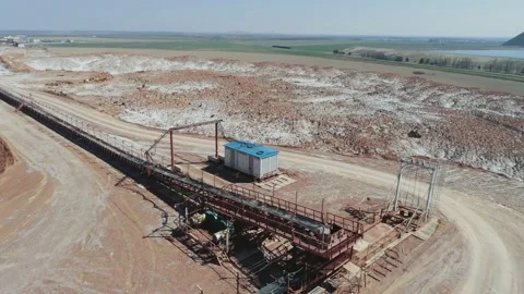 Mining of potash salt, conveyor line in ... | Stock Video | Pond5