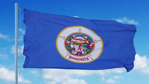 Minnesota flag on a flagpole waving in t... | Stock Video | Pond5