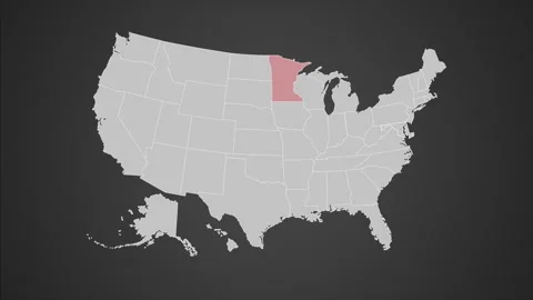 Minnesota on USA map red outline shape b... | Stock Video | Pond5