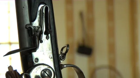 Minuteman Flintlock Musket against the w... | Stock Video | Pond5
