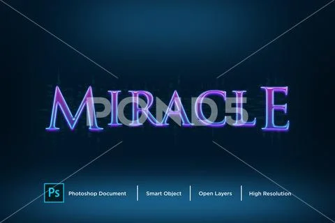Miracle text effect Design Photoshop Layer Style ~ PSD Template #196157244
