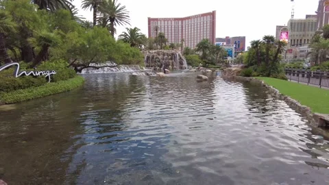 Mirage Volcano & Water Display Facing No... | Stock Video | Pond5