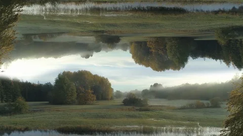 Mirror horizon effect curvy river flowin... | Stock Video | Pond5