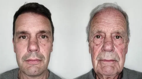 A mirror image of a male ageing in a fas... | Stock Video | Pond5