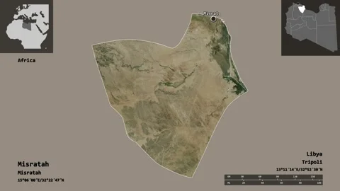 Misratah location. Libya. Satellite map | Stock Video | Pond5
