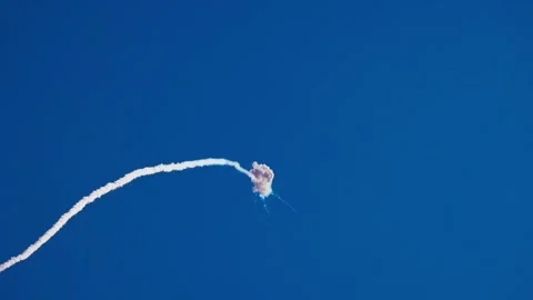 Missile attack, explosion in the air. An... | Stock Video | Pond5