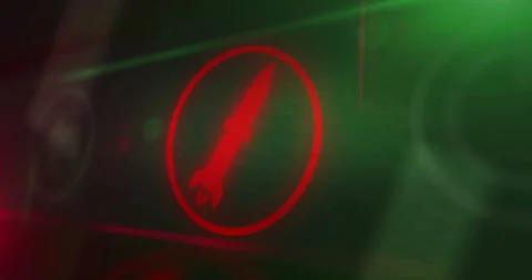 Missile Attack symbol light flashing on ... | Stock Video | Pond5