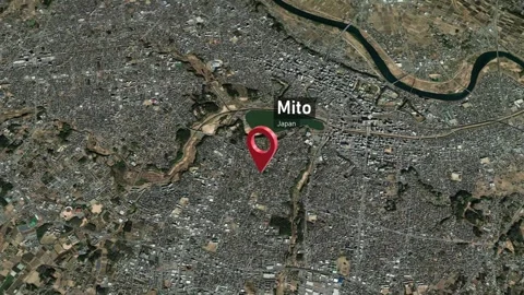 Mito City Map Zoom (Japan) from Space to... | Stock Video | Pond5