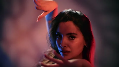 Mixed race brunette beauty woman belly d... | Stock Video | Pond5