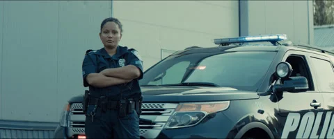 Mixed race female police officer posing ... | Stock Video | Pond5