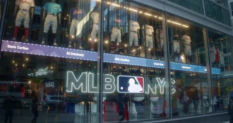 The MLB Store in Manhattan NYC, Logo, St... | Stock Video | Pond5