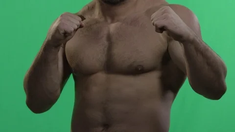 MMA fighter on a green screen. Muscular ... | Stock Video | Pond5