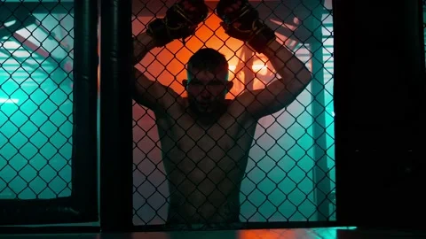 MMA fighters enter the cage ring. Mixed ... | Stock Video | Pond5