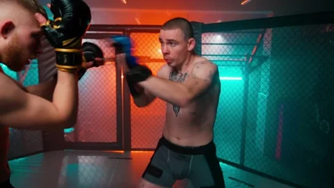 MMA fighters enter the cage ring. Mixed ... | Stock Video | Pond5