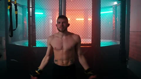 MMA fighters enter the cage ring. Mixed ... | Stock Video | Pond5