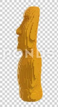 Moai statue from plastic blocks on a transparent background ...